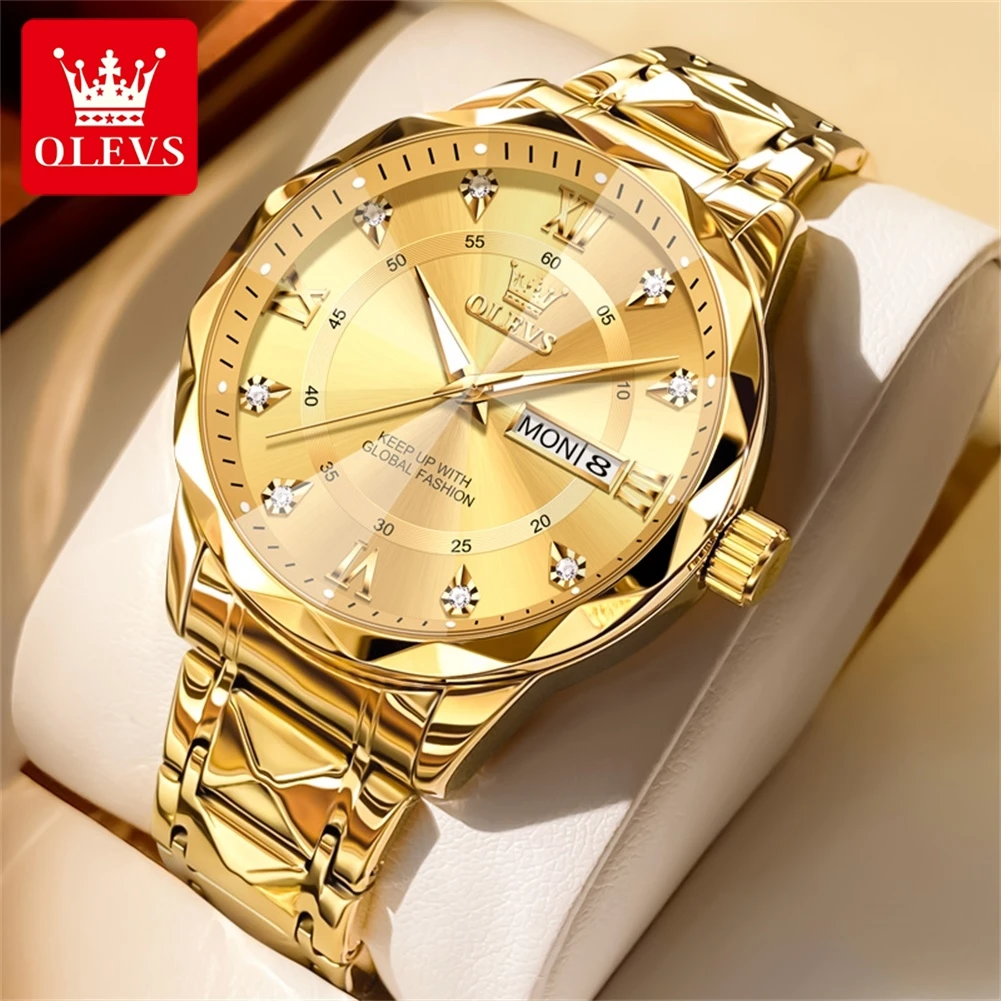OLEVS-5609-Original-Quartz-Watch-for-Men-Fashion-Diamond-Shaped-Mirror ...
