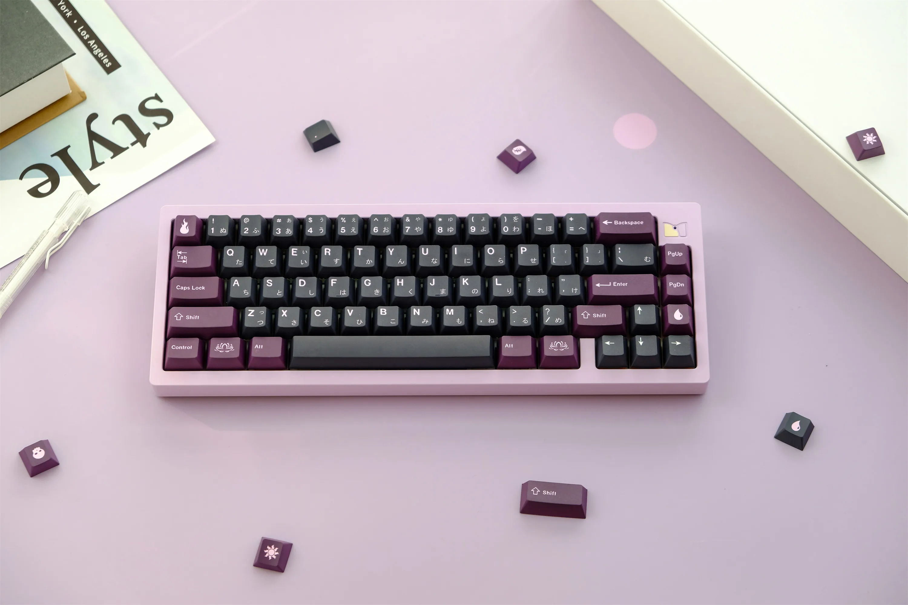 GMK-Black-lotus-Keycap-129-Keys-PBT-Keycaps-Cherry-Profile-DYE-SUB ...
