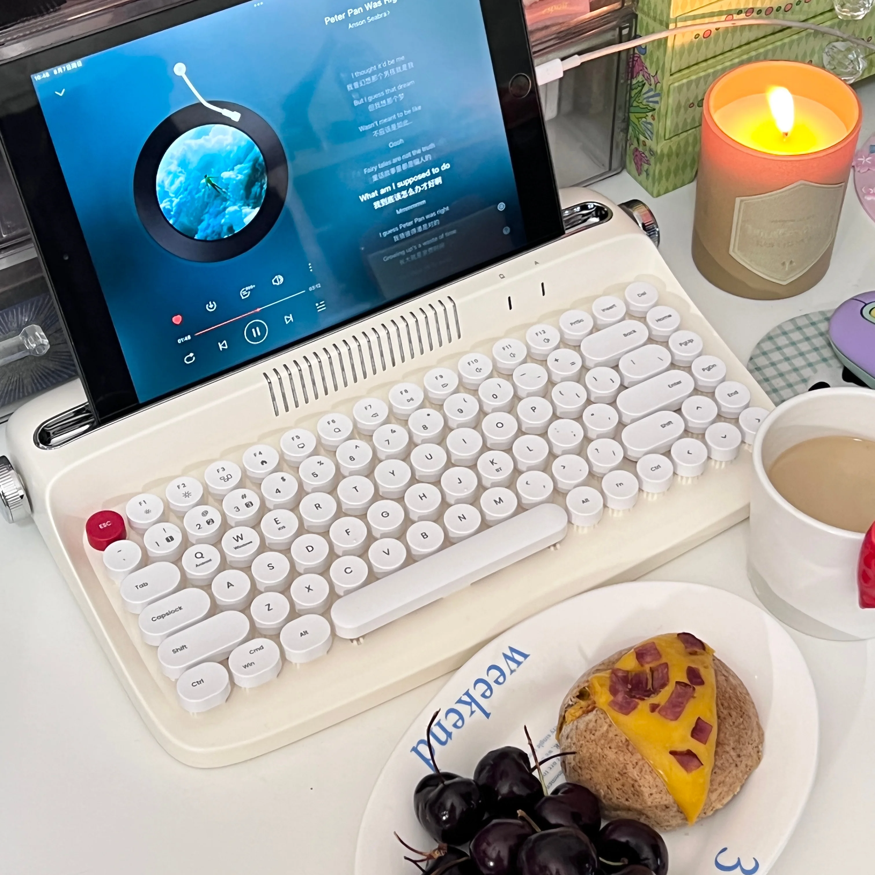 Moda kore Actto Bluetooth daktilo klavye Retro Steampunk şeker renkler ...