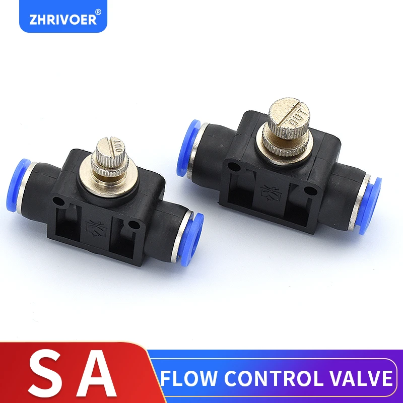 Air Flow Speed Control Valve Tube Water Hose Pneumatic Push In Fittings ...