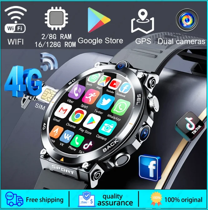 4G-LTE-Network-Android-OS-Smartwatch-1-39-GPS-2-Cameras-WIFI-NFC-Access ...