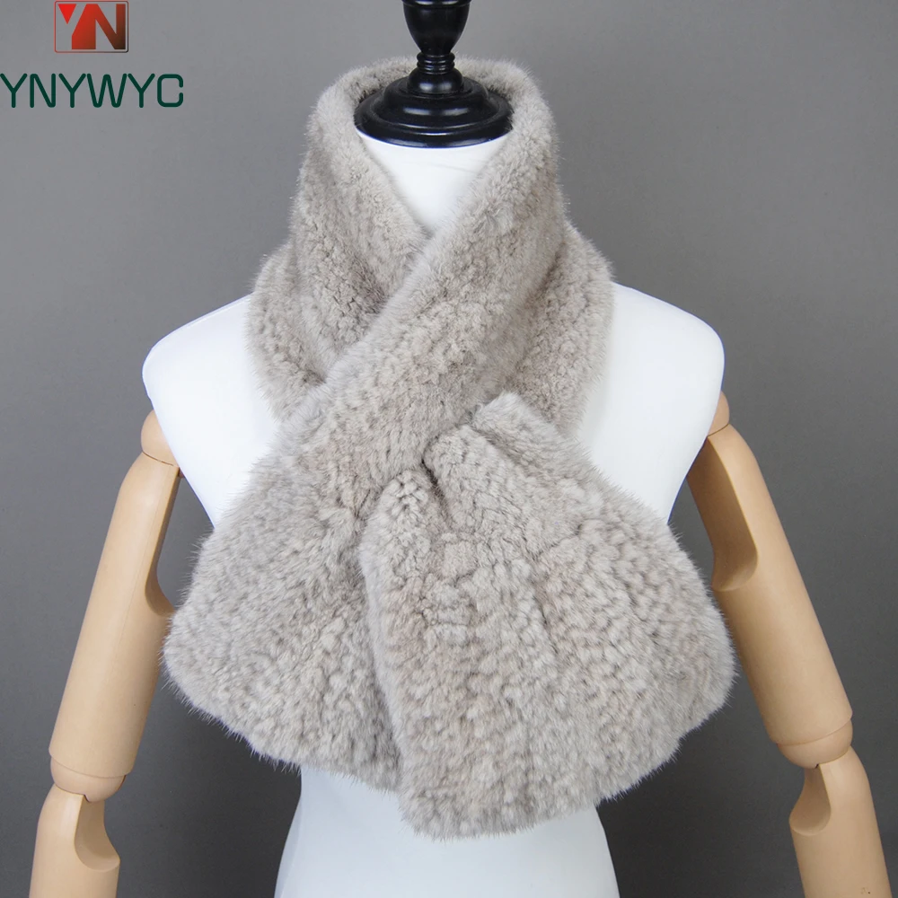 Fashion Women Winter Real Mink Fur Scarf Lady Warm Soft Genuine Mink ...