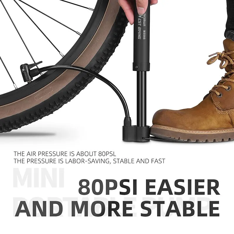 WEST-BIKING-MTB-Bicycle-Pump-80-PSI-Bike-Manual-Air-Pump-Balloon-Tire ...