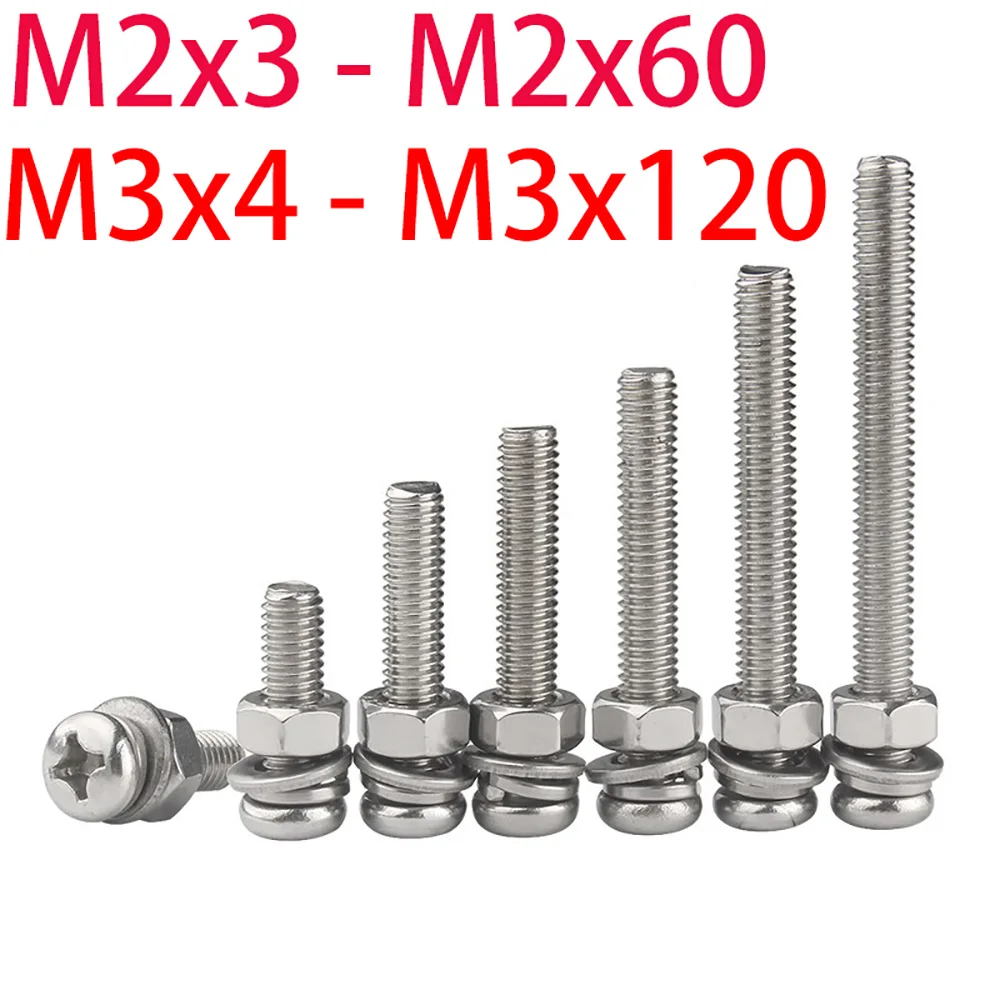 M2-M3-Set-Of-Combination-Bolts-A2-Phillips-Screw-304-Stainless-Steel ...