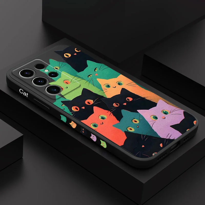 Colorful-Cat-Phone-Case-For-Samsung-Galaxy-S24-S23-S22-S21-S20-S10-S10E ...