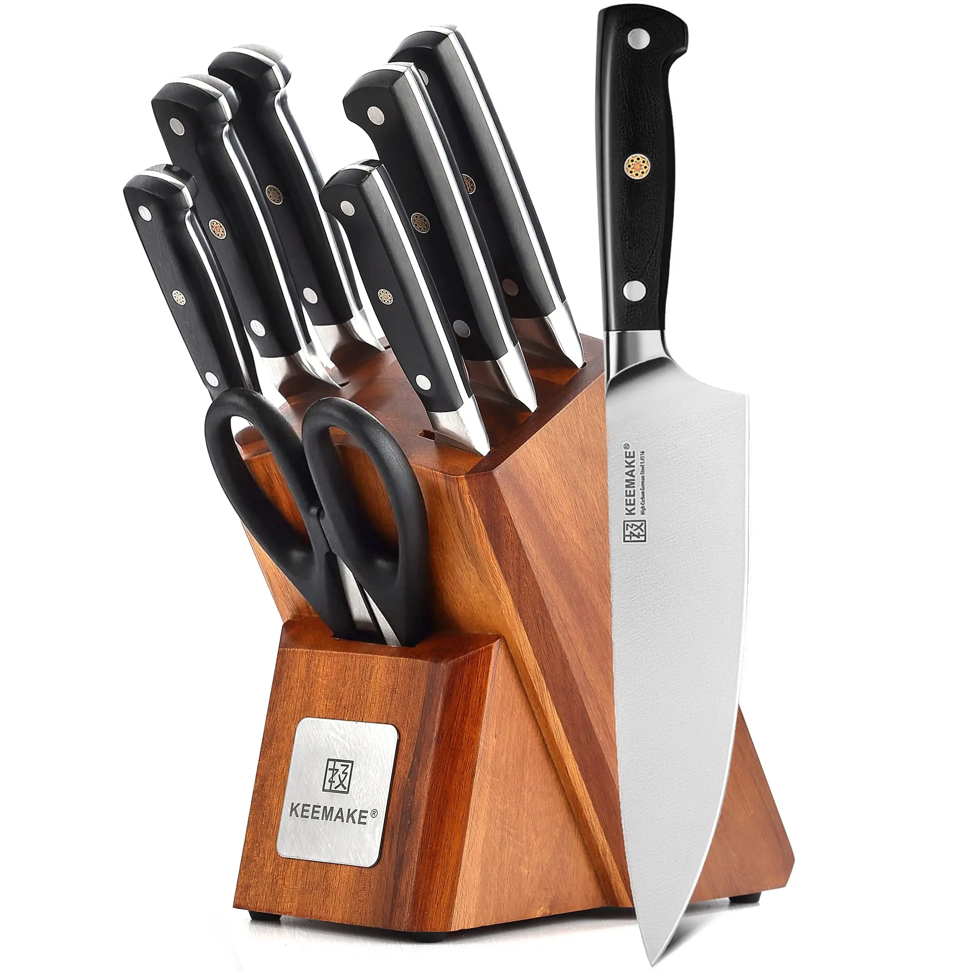 KEEMAKE 8 15PCS Set Block Knife Set German Stainless Steel Chef's ...