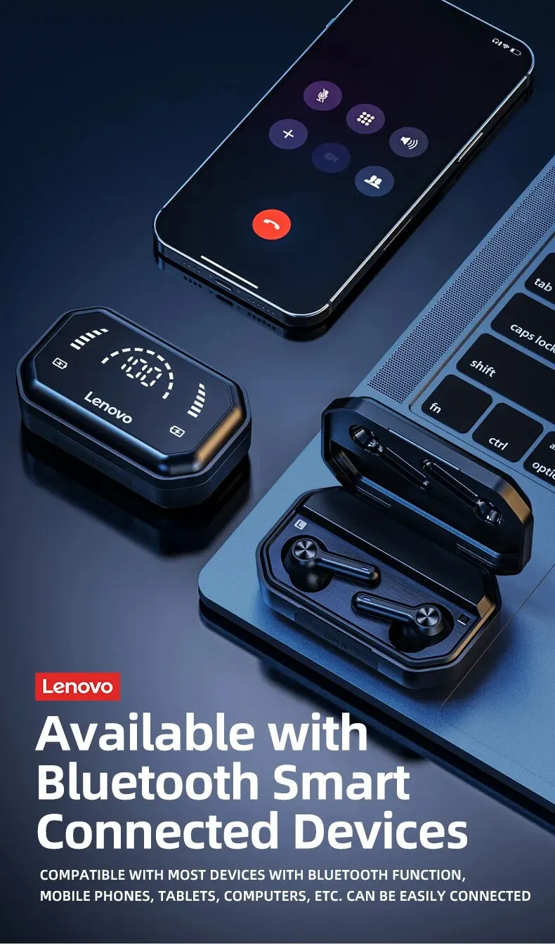 Lenovo LP3 Pro Wireless Earbuds | Bluetooth 5.0 | HiFi Sound | LED ...