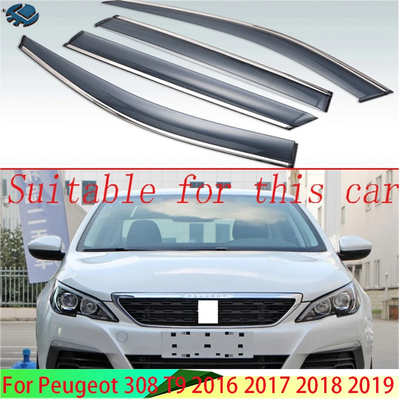 For-Peugeot-308-T9-2016-2017-2018-2019-Plastic-Exterior-Visor-Vent ...