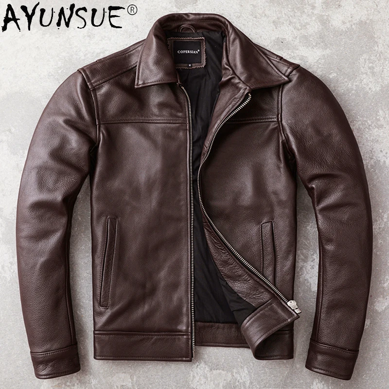 AYUNSUE hommes Vrai Cuir vestes En Cuir Véritable Veste Hommes ...
