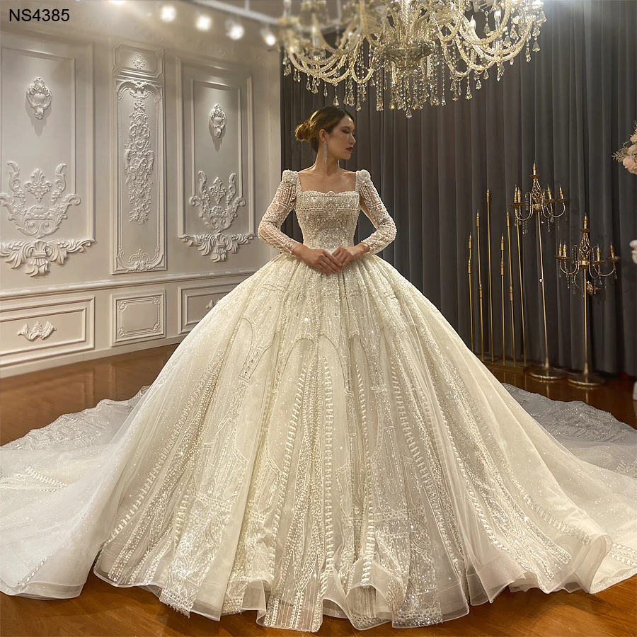 Ns4385 Fantasy Square Collar Long Train Wedding Dress - Wedding Dresses ...