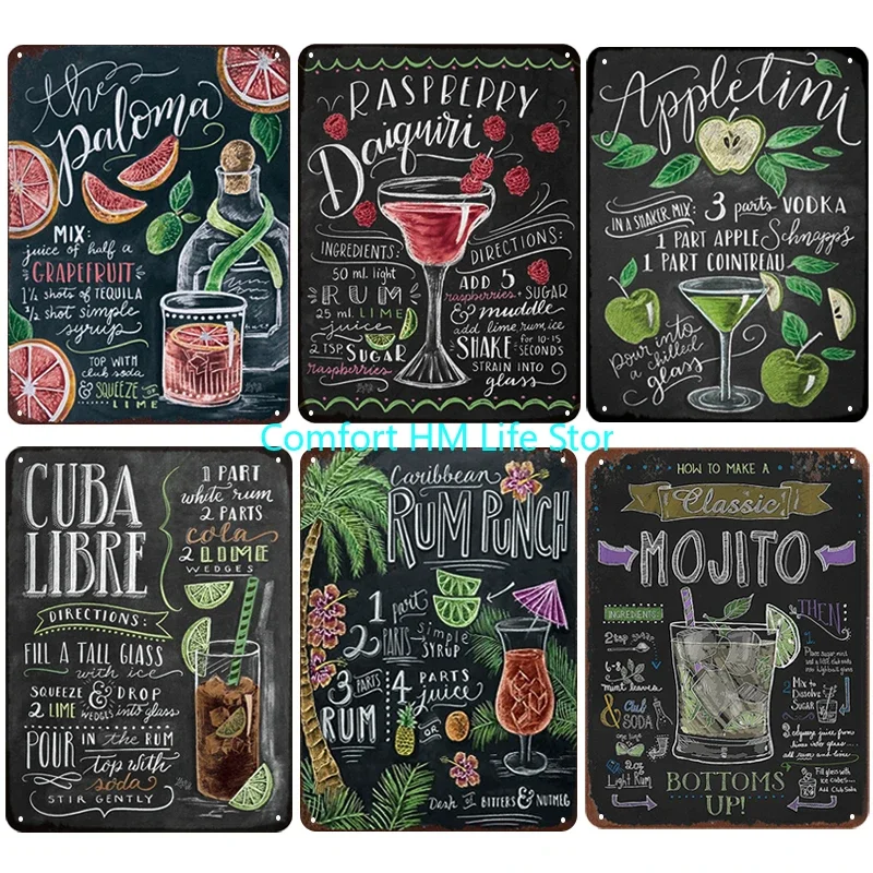 Summer Time BEER Retro Metal Tin Signs Mojito Cocktail Plaque Vintage ...