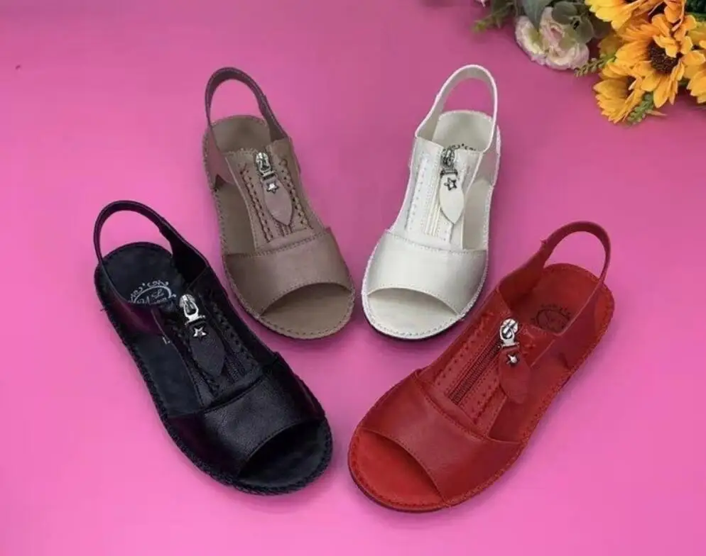 Summer Shoes For Women Sandals Pu Leather Comfort Mother Shoes Zipper summer-shoes-for-women-sandals-pu-leather-comfort-mother-shoes-zipper