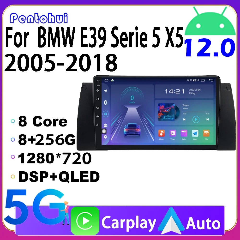 Pentohoi Android Car Radio for BMW E39 Serie 5 X5 2005 2018 Stereo ...