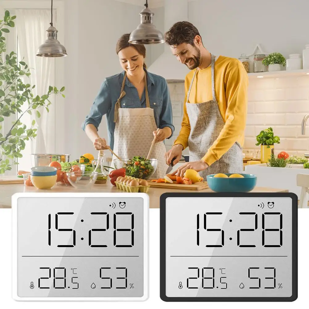 Ultra Thin Alarm Clock LCD Large Screen,Digital Temperature Hygrometer ...