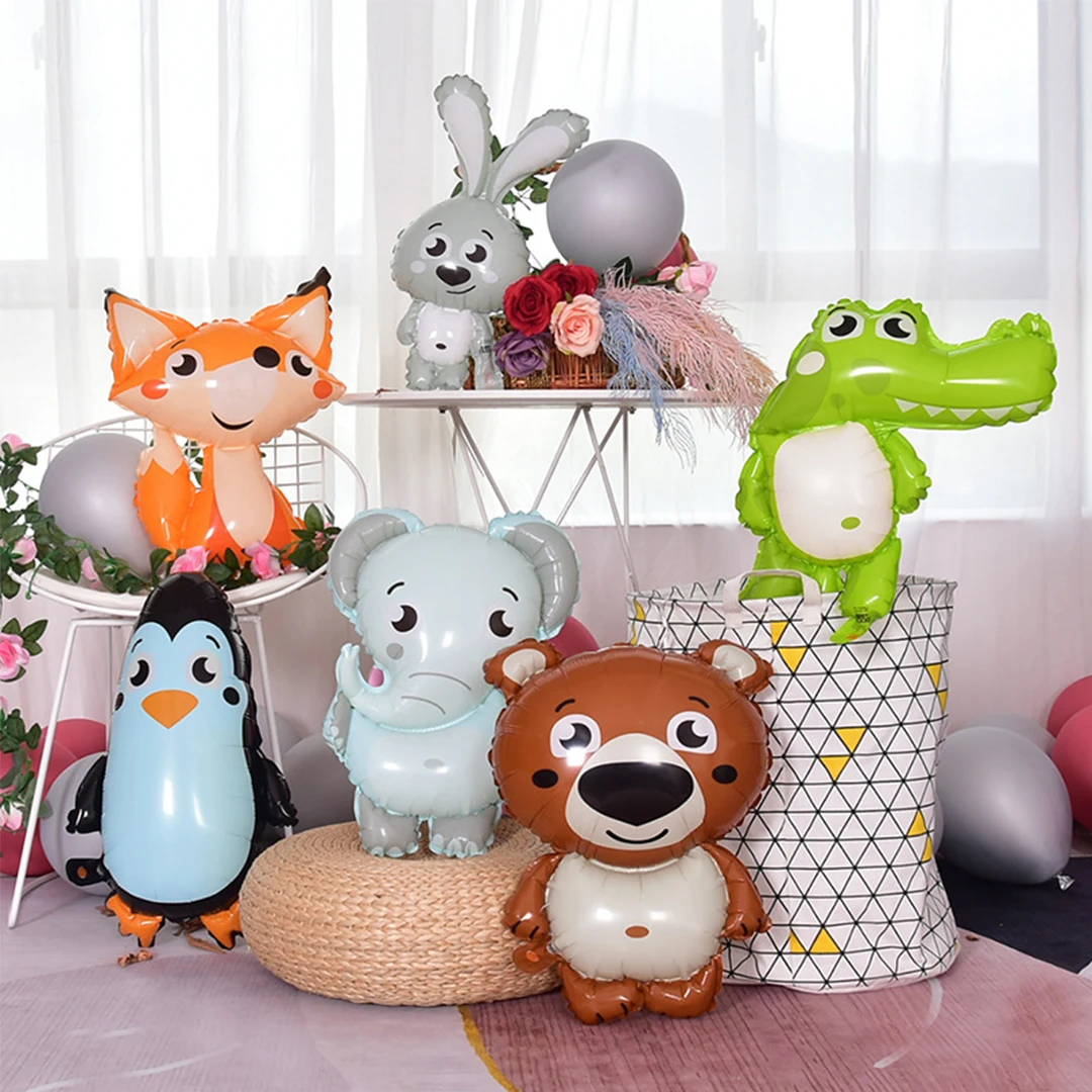 Cartoon Animal Balloons Brown Bear Rabbit Panda Elephant Tiger Lion ...