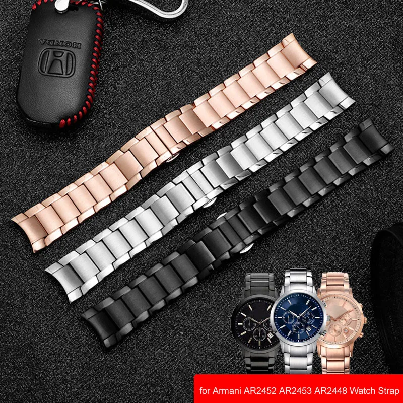 Watch Bands Stainless Steel for Armani AR2452 AR2453 AR2448 Watch Strap ...