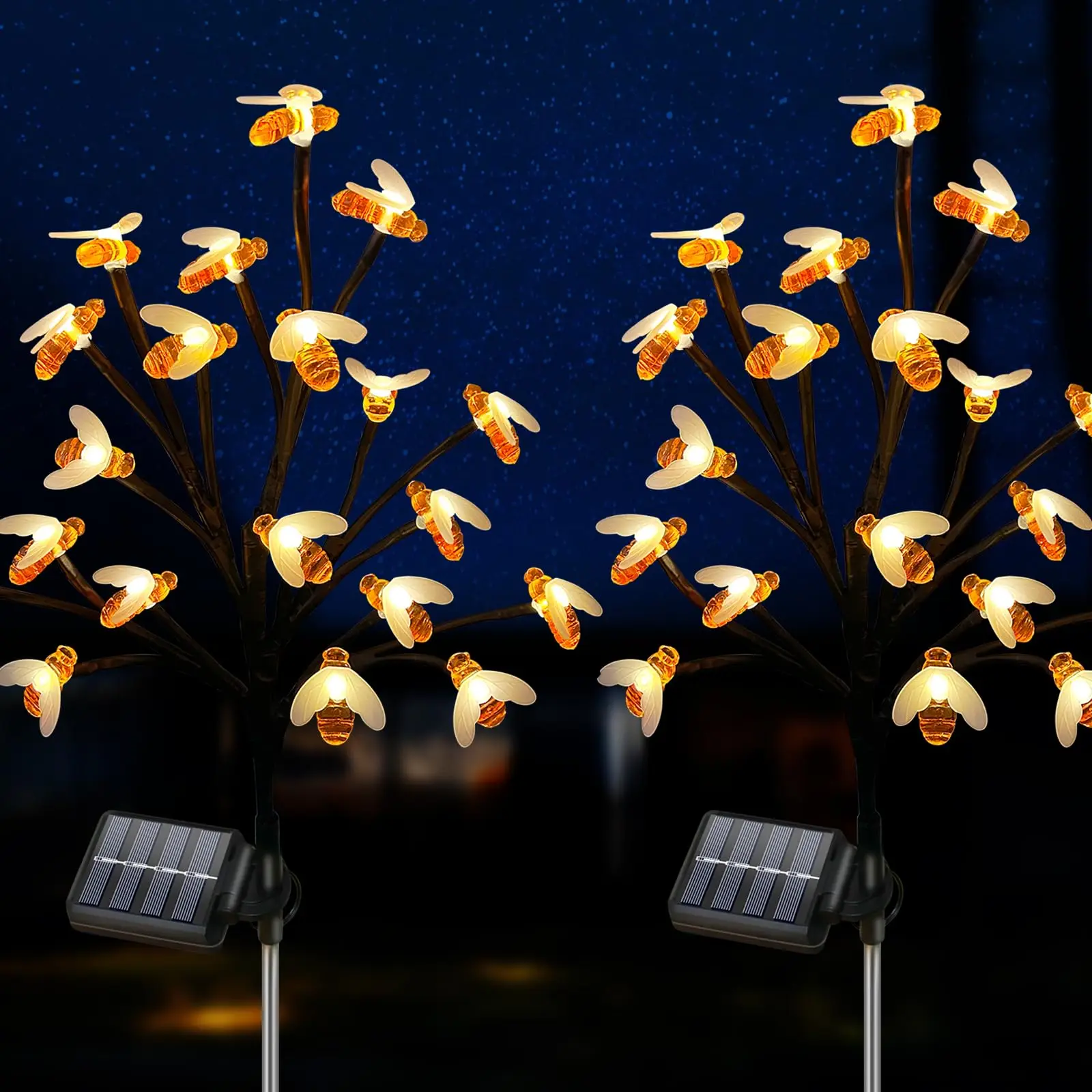 Solar-Solar-Light-Outdoor-waterproof-2-packs-of-40led-Bee-Tree-lights ...