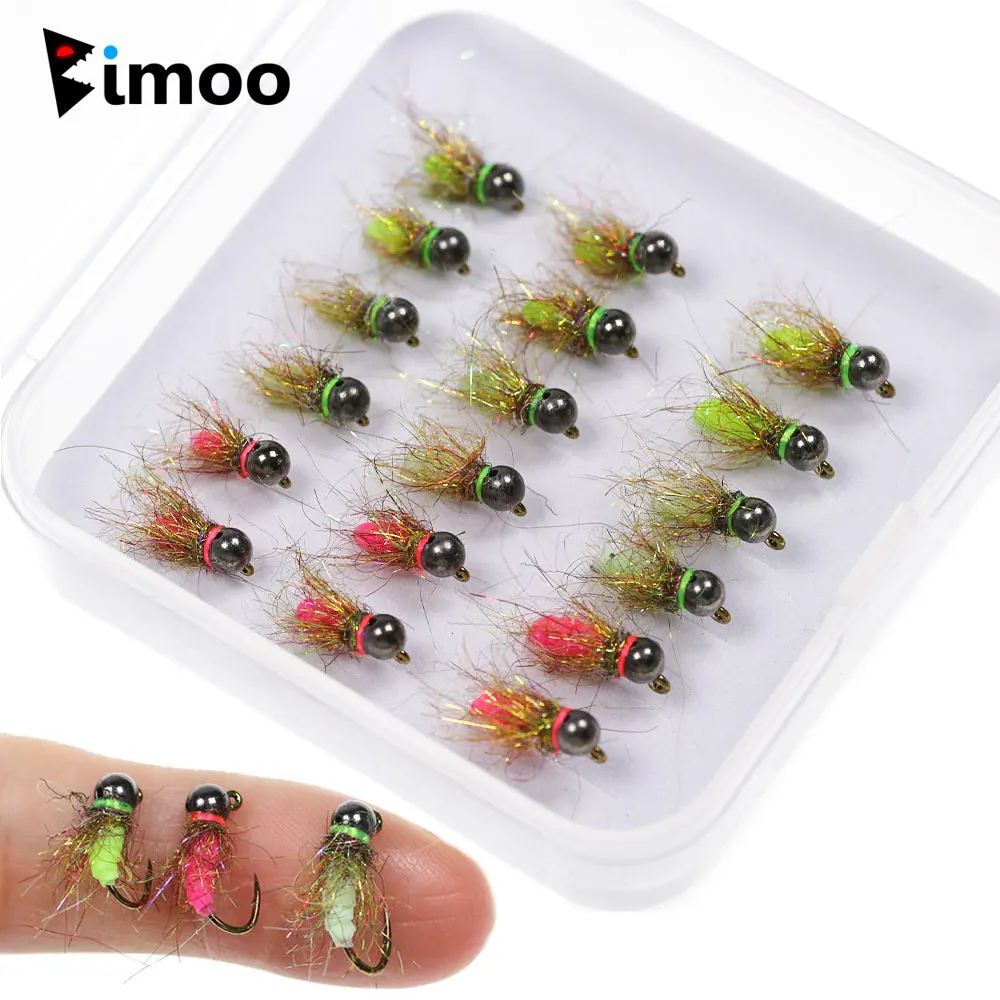 Bimoo 18pcs/Box #12 #14 #16 Fast Sinking Wet Euro Nymph Fly Barbed ...