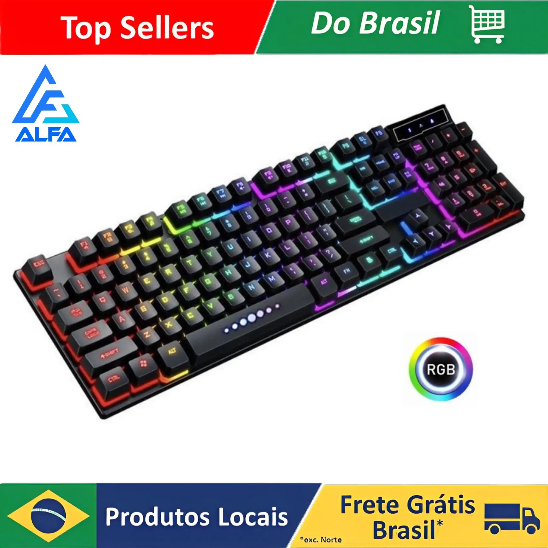 Teclado Gamer Semi-mecânico Rgb Led Retroiluminado Computador Original - Teclados - AliExpress