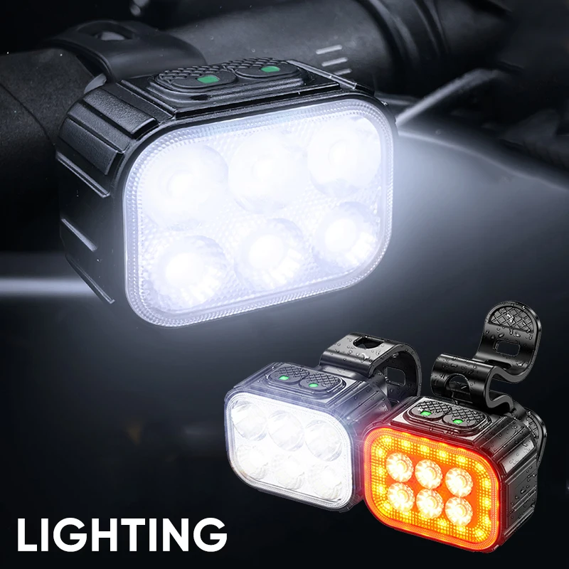Bike Light Front Rear Cycling LED Lamp Recharged Flashlight Bike Light ...