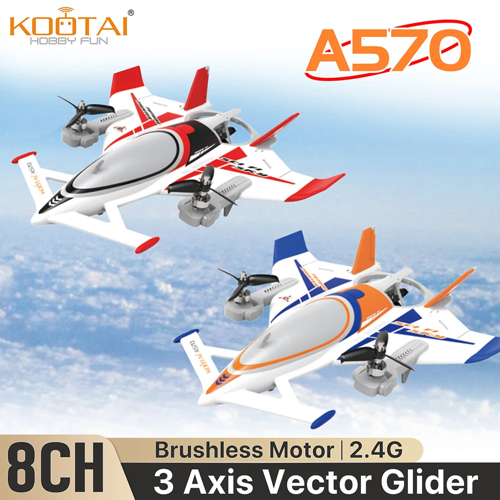 KOOTAI A570 RC Airplane 8CH Glider 3-axis Vector Aircraft 1000mAh EPP 6 ...