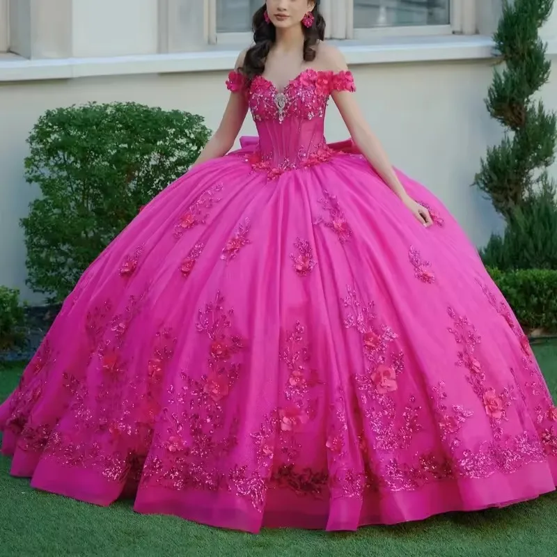 BOMARIS-vestido De baile rosa para quinceañeras, Vestidos De princesa ...