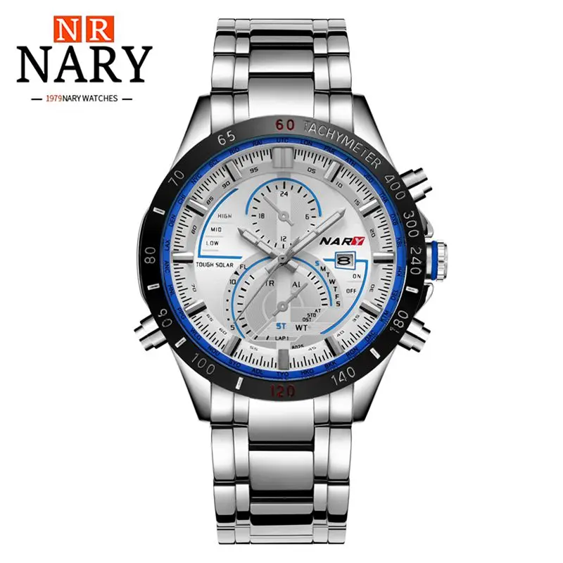 NARY-Men-Watch-Stainless-Steel-High-Quality-Luxury-Folding-Clasp-with ...