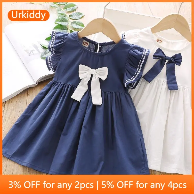 Girls Navy Style Dress Summer New Fashion Kids Clothes Ruffle Sleeve ...