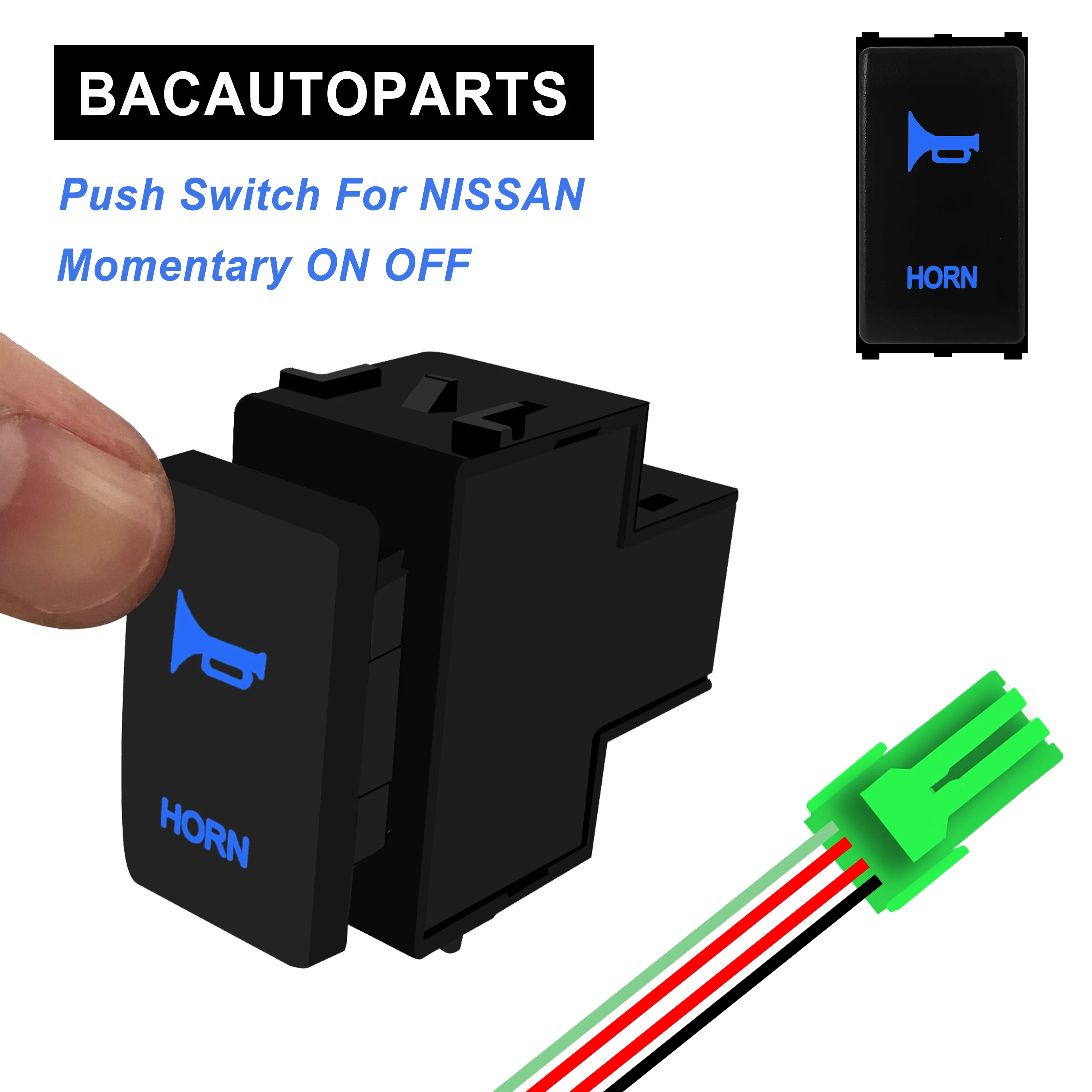 12V Blue Led Push Button 20x35mm Horn Switch Momnetary (ON) OFF For ...