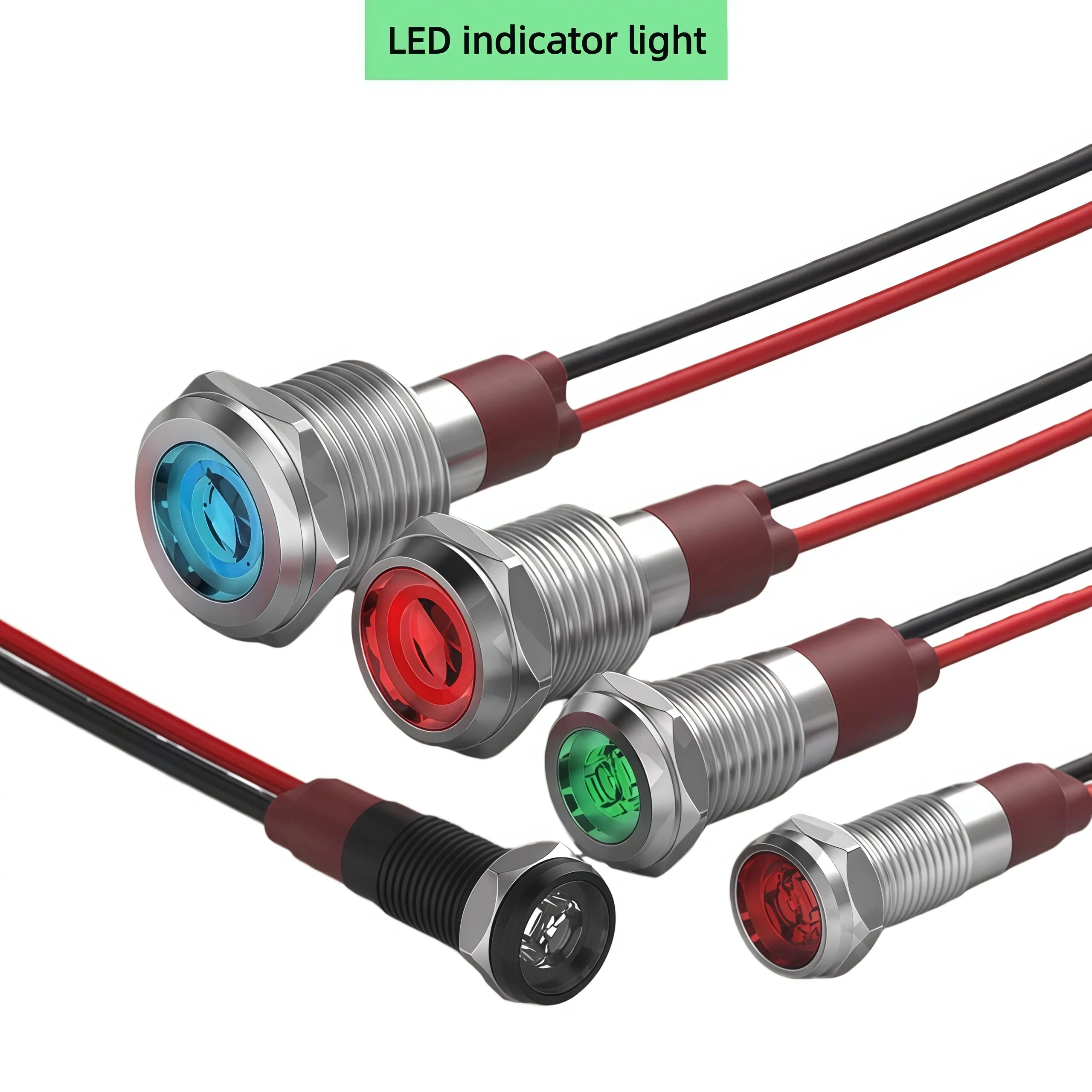 6mm 8mm 10mm 12mm Metal Indicator LED with 15cm Wire, Power Signal ...