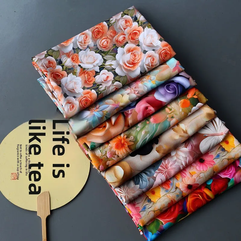 5D Digital Printed Rayon Fabric Summer Soft Breathable By Meters for ...