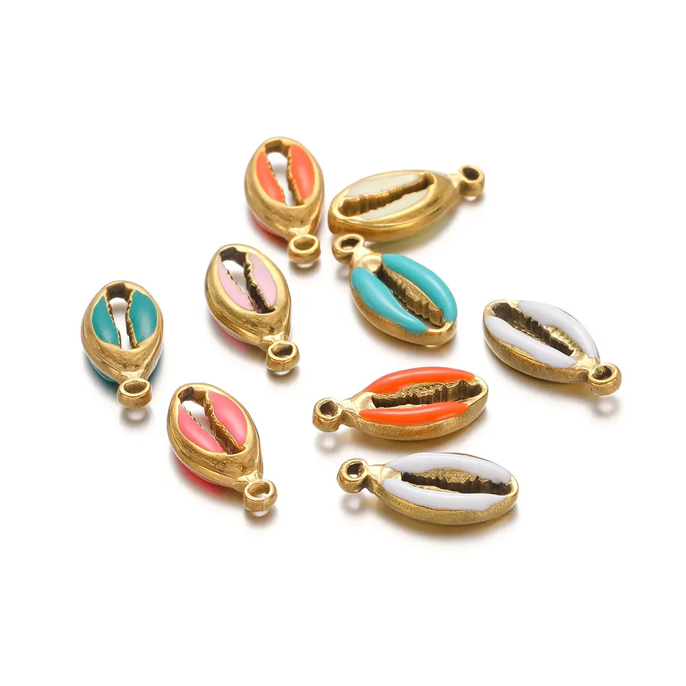 5Pcs-Stainless-Steel-Multicolour-Enamel-Shell-Charms-Pendants-for-DIY ...