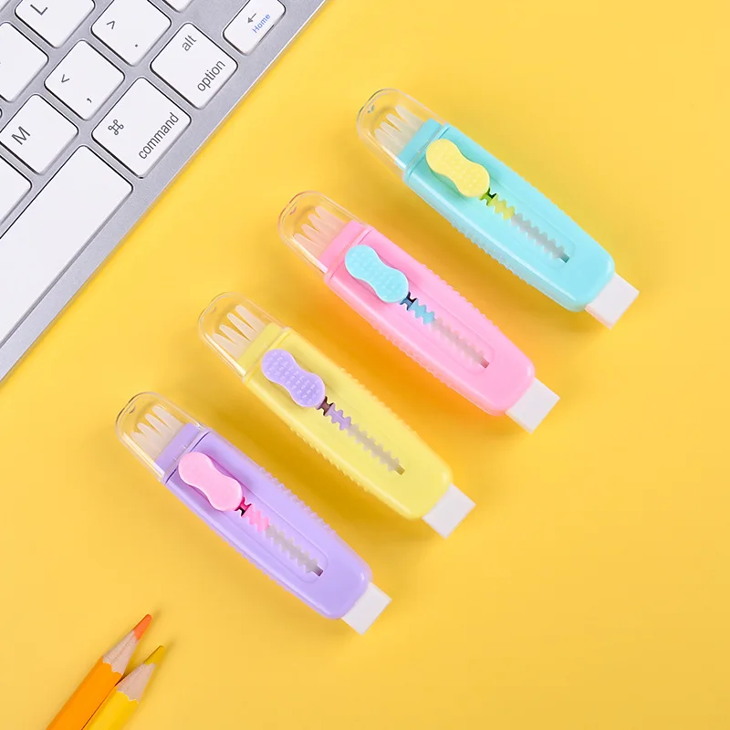 7pcs Creative Push Pull Eraser With Soft Brush Pencil Rubber Kids ...