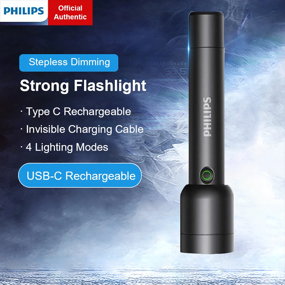 Philips Sfl1236 Rechargeable Led Flashlight 4 Modes Multifuntion Self ...