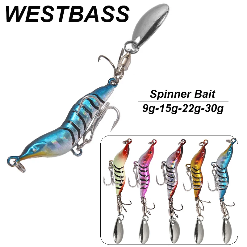 WESTBASS Metal VIB Fishing Lure 9-15-22-30g Spinner Bait Shrimp Jigging ...
