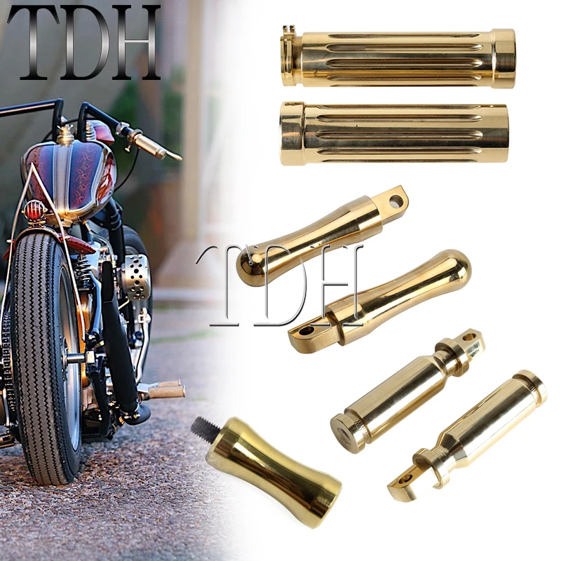 Motorcycle-Brass-Handlebar-Hand-Grips-1-25mm-Bar-Grip-Universal-For ...