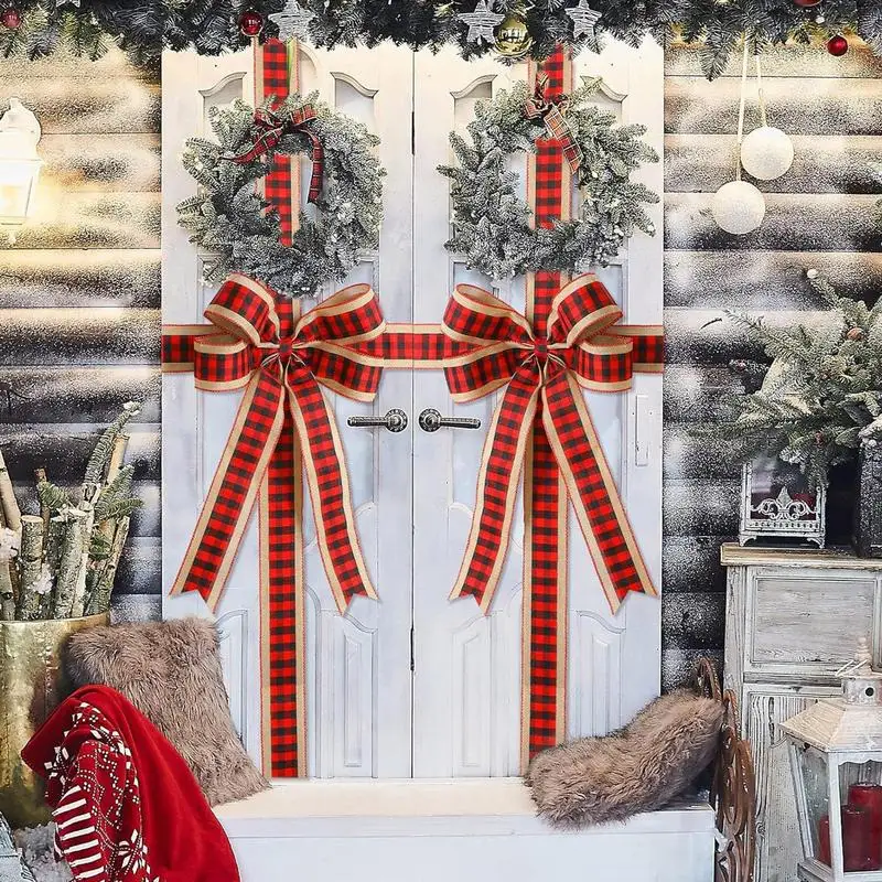 Christmas-Door-Bows-Festive-Bows-Decoration-Christmas-Cabinet-Ribbons ...