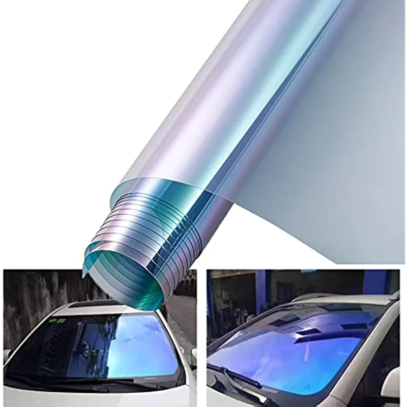 Dark-Blue-Chameleon-Windshield-Colored-Window-Glass-Sunshade-Film ...