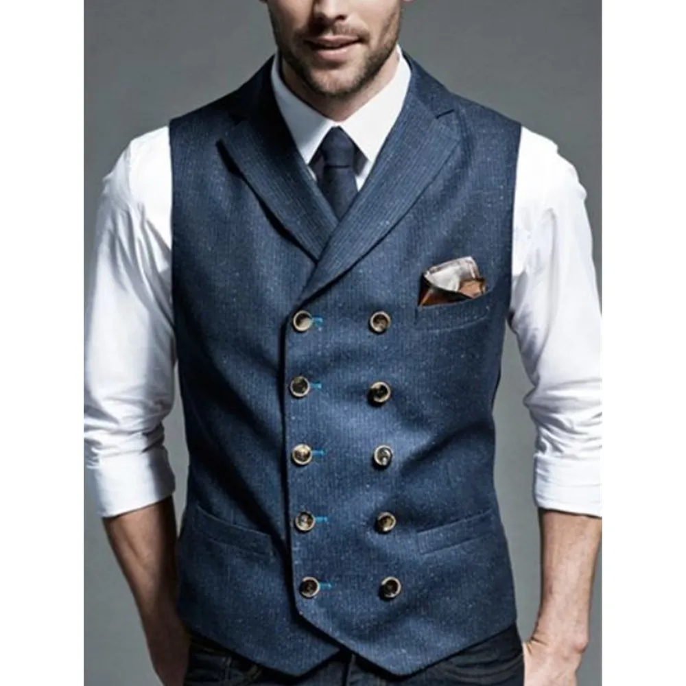 New Brand Dress Vests For Men Casual Slim Fit Mens Suit Vest Double ...