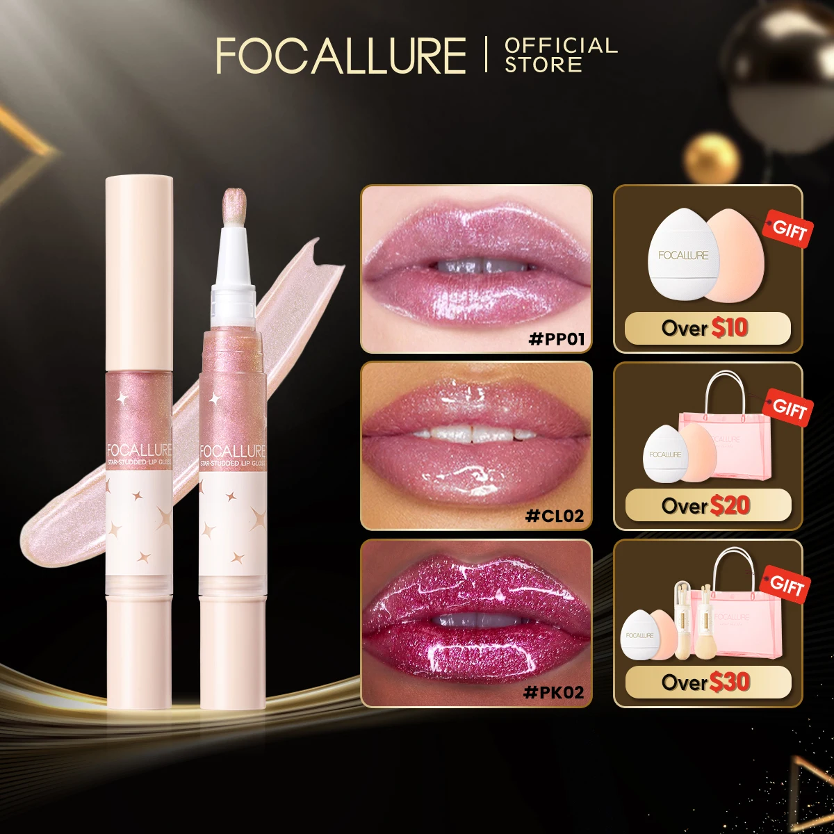 FOCALLURE-Diamond-Lip-Gloss-Long-lasting-Pearlescent-Glitter-Liquid ...
