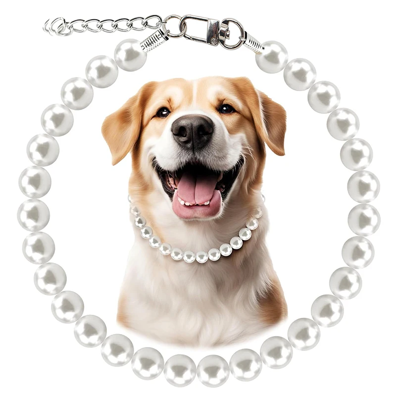 12-22Inch Dog Pearl Necklace Adjustable Elegant Pet Pearl Collar ...