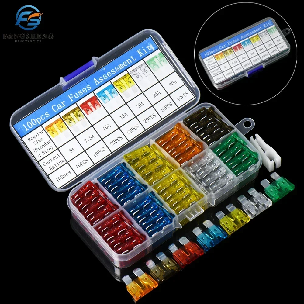 50-100-Pcs-Automotive-Fuse-Kit-Medium-Size-Blade-Type-for-Marine-Use-2A ...
