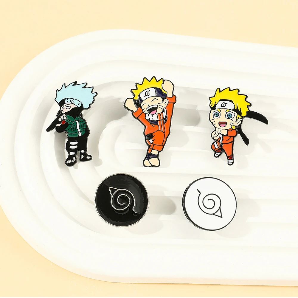 NARUTO Cartoon Enamel Pins Anime Action Figures Uzumaki Naruto Sasuke ...