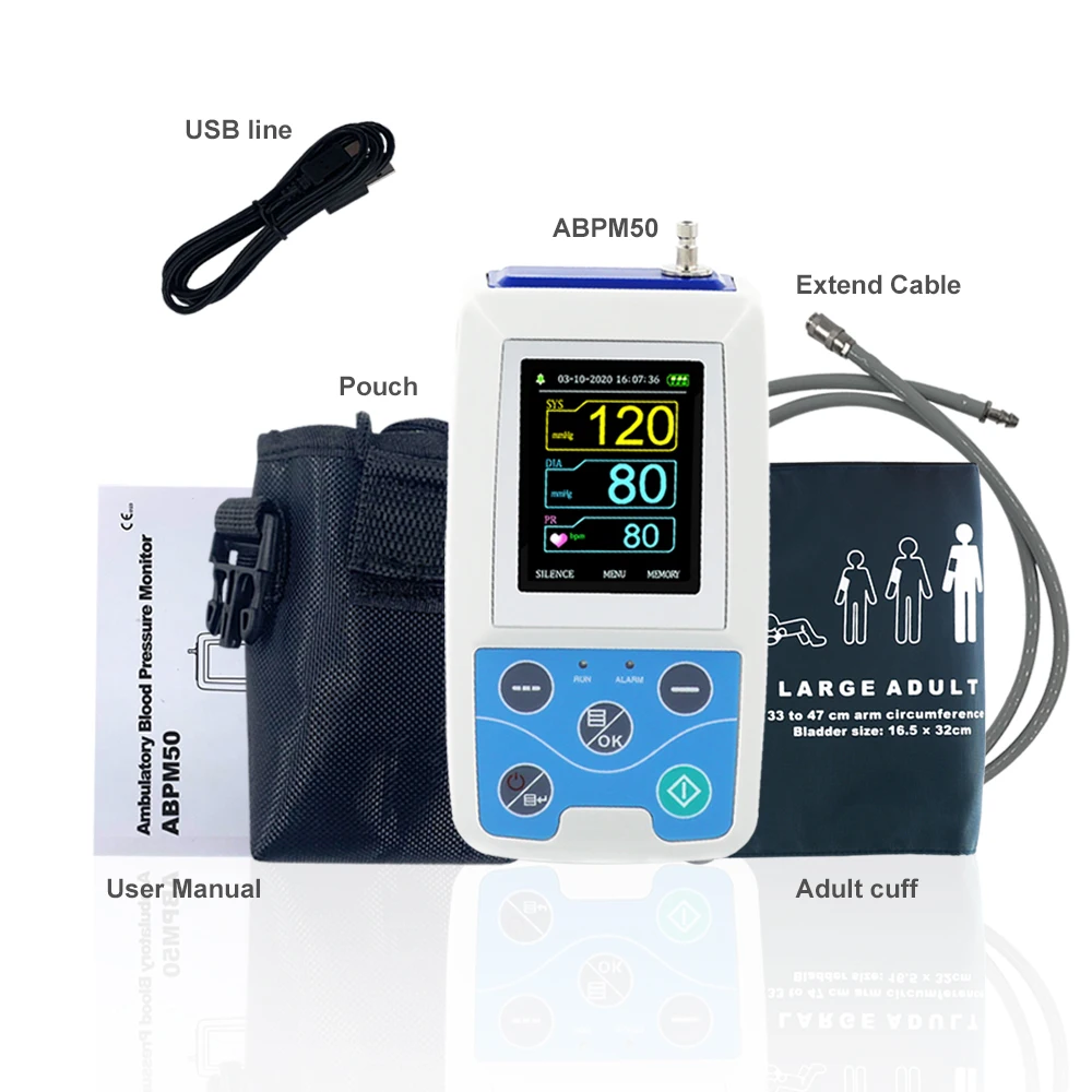 CONTEC ABPM50 24 hours Ambulatory Blood Pressure Monitor Holter ABPM ...