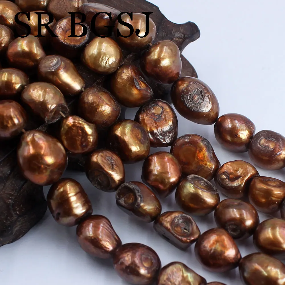 11-12mm-Brown-Natural-Baroque-Pearls-Beads-Bulk-Nuggets-Freshwater ...
