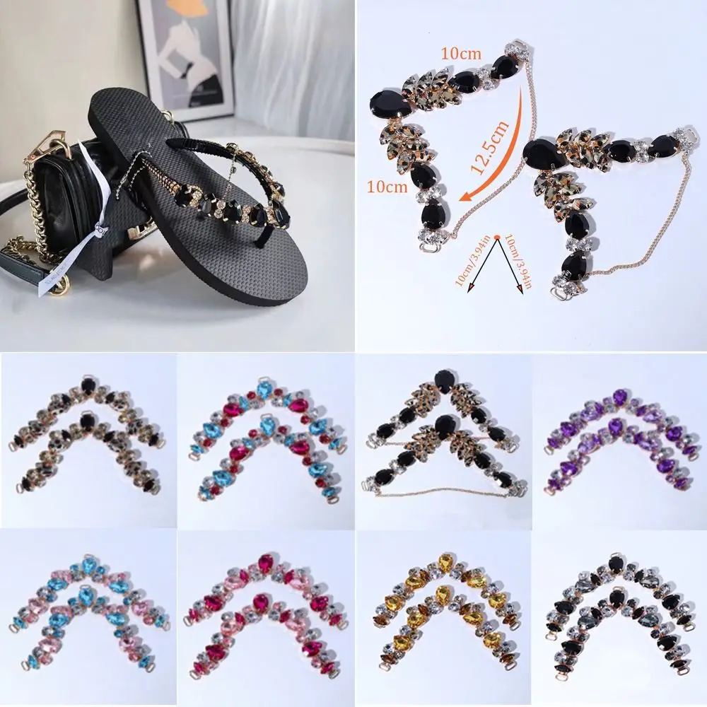2Pcs Ladies Sandal Beach Slider Decorate Chain Acrylic Crystal Shoe ...