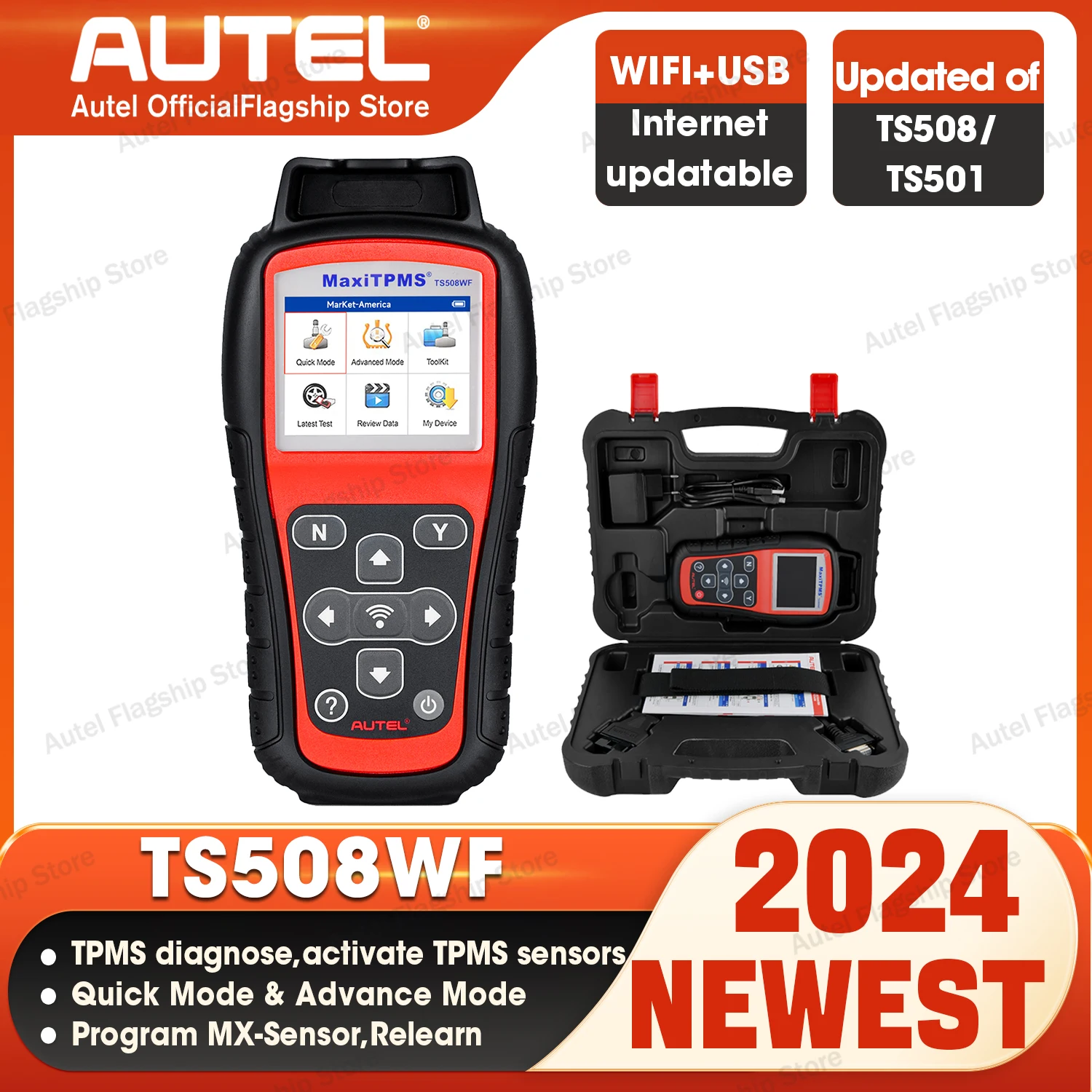 Autel MaxiTPMS TS508WF Car TPMS Diagnostic & Service Tool Activate ...