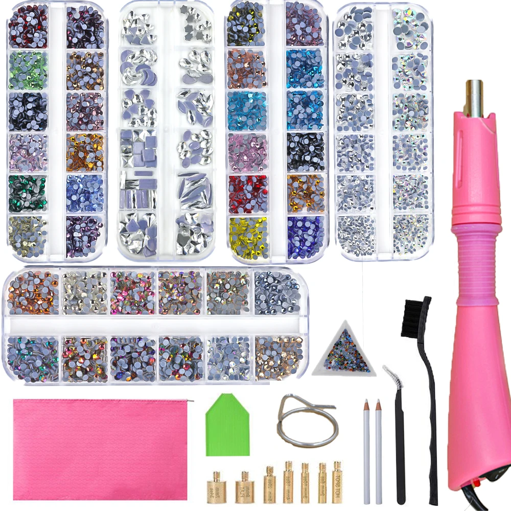 AAAA-4008-6016Pcs-Hot-Fix-Strass-Set-Kristall-Glas-Hotfix-Strass-Applikator-Aufb-geln-Strass ...