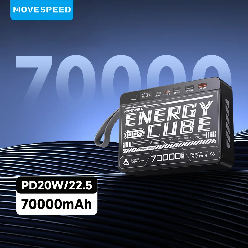 MOVESPEED Z70 70000mAh Power Bank 22.5W 4 Ports External Battery Fast ...