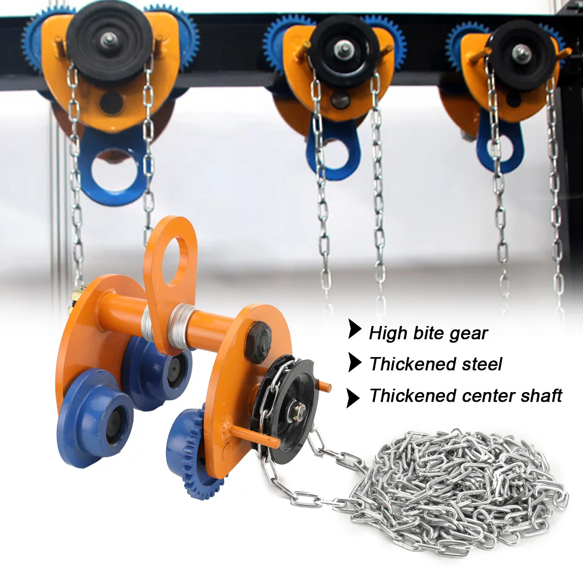 2T-Capacity-Push-Beam-Trolley-For-Heavy-Duty-Dual-Wheels-Garage-Hoist ...